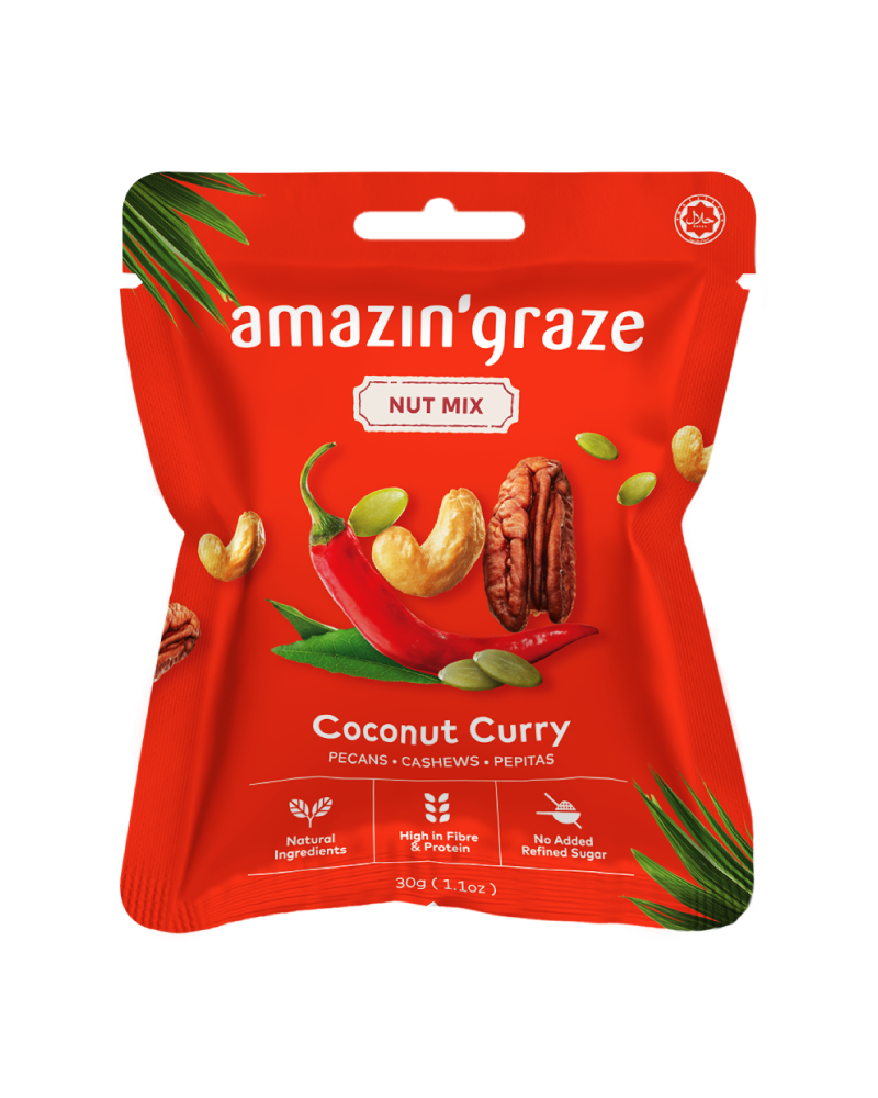 Mini Coconut Curry Nut Mix – Amazin' Graze Singapore